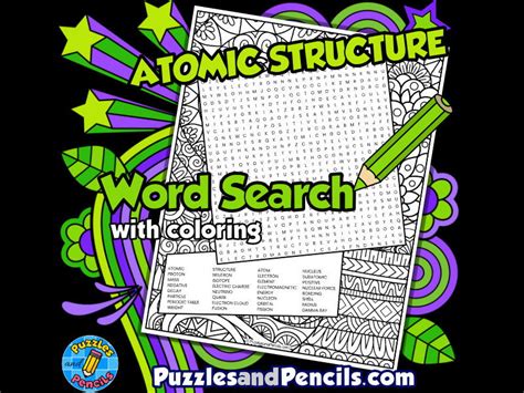 Atomic Structure Word Search Puzzle Activity With Colouring Physics Teaching Resources