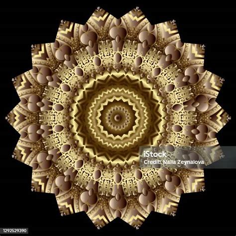 골드 플로럴 텍스처 만다라 패턴 둥근 꽃 지그재그 장식 장식 아름다운 패턴 벡터 장식 고급 배경 민족 부족 스타일 배경 화려한 패턴 지그재그 디자인 0명에 대한 스톡 벡터