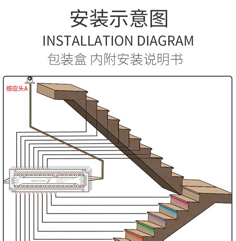 楼梯感应灯布线图 智能 踏步 大山谷图库
