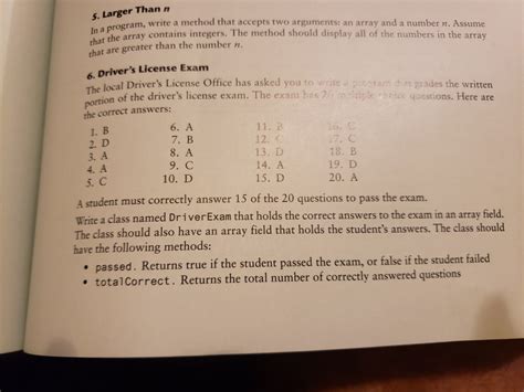 Solved 5 Larger Than N In A Program Write A Method That