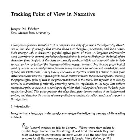 Tracking Point Of View In Narrative Acl Anthology