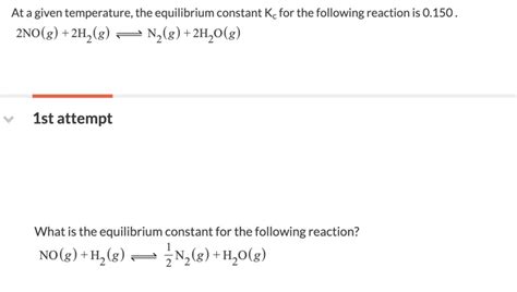 Solved At A Given Temperature The Equilibrium Constant Kc