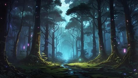 Premium Photo A Dark Forest Filled With Lots Of Trees Background