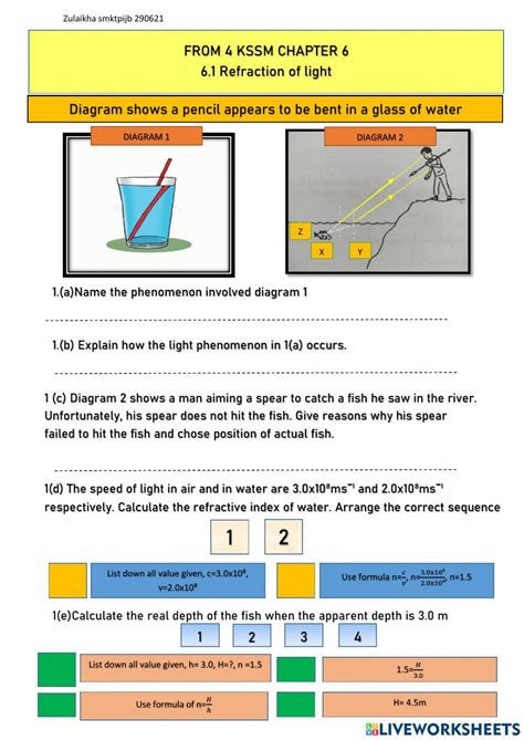 Refraction Worksheet Light Science Science