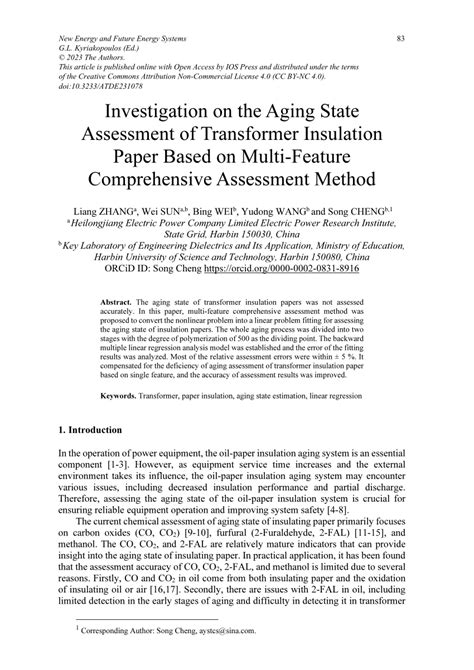 Pdf Investigation On The Aging State Assessment Of Transformer Insulation Paper Based On Multi