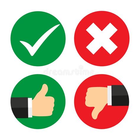 Up And Down Index Finger With Check Mark And Cross Stock Vector