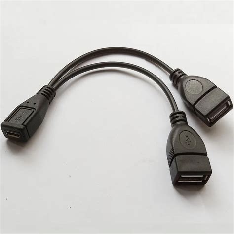 Micro USB PIN Male To Dual USB Female Hub Power Adapter Y Splitter Charging Cable In Data