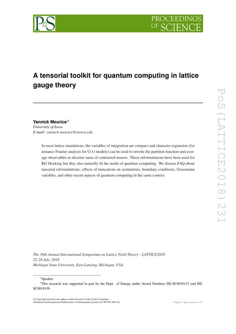 Pdf A Tensorial Toolkit For Quantum Computing In Lattice Gauge Theory