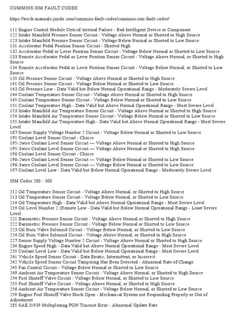 Cummins Ism Fault Codes Pdf Throttle Turbocharger