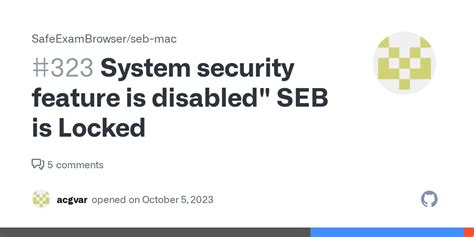 system security feature is disabled seb is locked · issue 323