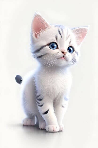 Premium Ai Image A Kitten In The Style Of Disney Animation White Background