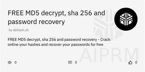 Gpt Free Md5 Decrypt Sha 256 And Password Recovery By Dehashsh