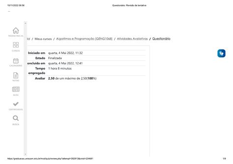 Algoritmos e Programação Questionario Algoritmo e Programação