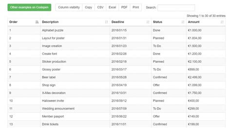 17 Datatable Css Examples With Code Snippet Onaircode