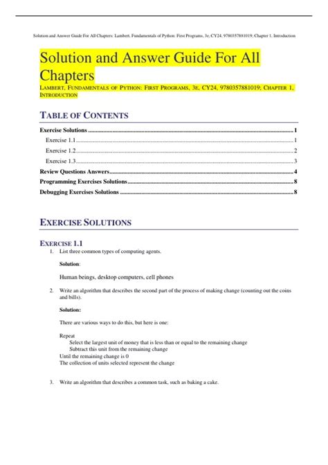 Solution Manual And Answer Guide For Fundamentals Of Python First
