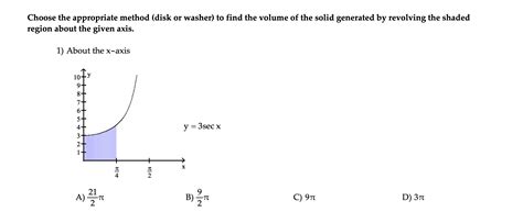 Solved Choose The Appropriate Method Disk Or Washer To Chegg Com