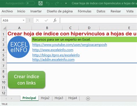 Crear hoja de índice con hipervínculos a hojas de un archivo de Excel Sergio Alejandro Campos