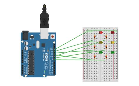 Circuit Design Traffic Light Tinkercad