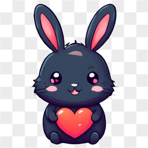 Descarga Conejito Negro Kawaii Con Corazón Rosa Kawaii En Línea