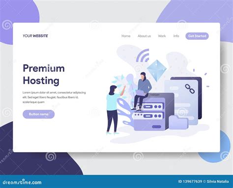 Landing Page Template Of Premium Hosting Illustration Concept Modern