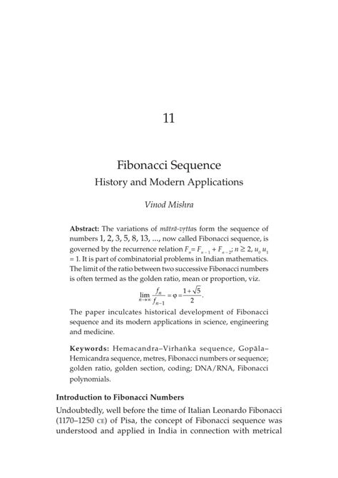 PDF Fibonacci Sequence History And Modern Applications