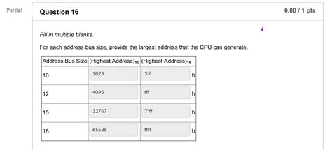 Solved Partial Question 16 088 1 Pts Fill In Multiple