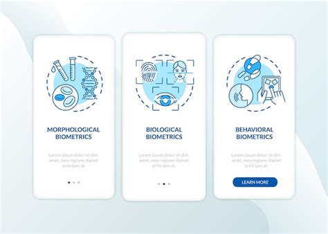 Premium Vector Biometrics Types Onboarding Mobile App Page Screen