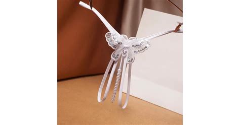 Chiloti Sexy Tanga Mini G String Dantela Perle Fluturas Paiete Open