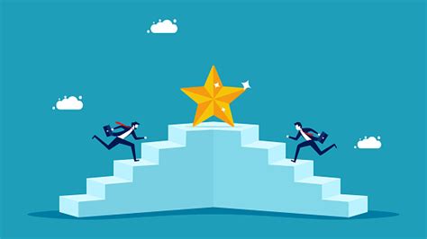 위치를 놓고 경쟁하십시오 사업가들은 별을 얻기 위해 계단을 뛰어 올라갑니다 벡터 일러스트 레이 션 Championship에 대한 스톡 벡터 아트 및 기타 이미지 Istock