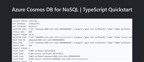 quickstart azure cosmos db for nosql and azure sdk for node js code