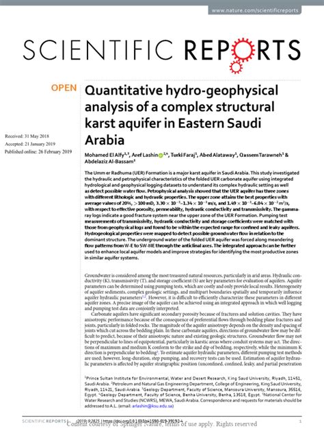Quantitative Hydro Geophysical Analysis Of A Compl Pdf Aquifer