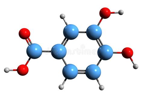3d Image Of Protocatechuic Acid Skeletal Formula Stock Illustration