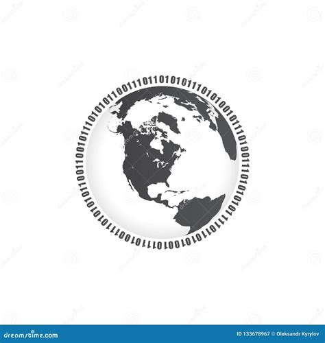Binary Circle One And Zero Digits Around The Globe Vector