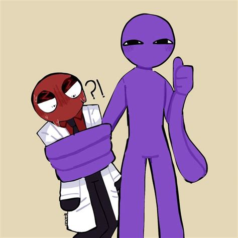 Red And Purple Rainbow Friends Character Drawing Anime Character