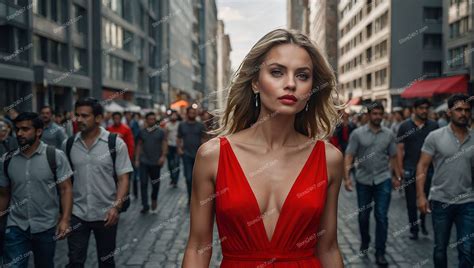 Stunning Red Dress Captivates City Image X Px