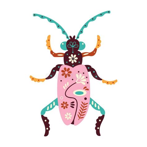 Isolated Neutral Colored Cockroach Bug With Patterns Vector Stock