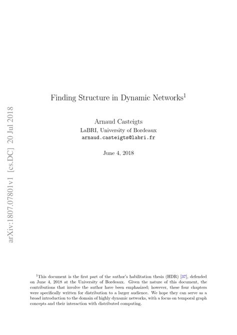 Finding Structure In Dynamic Networks Deepai