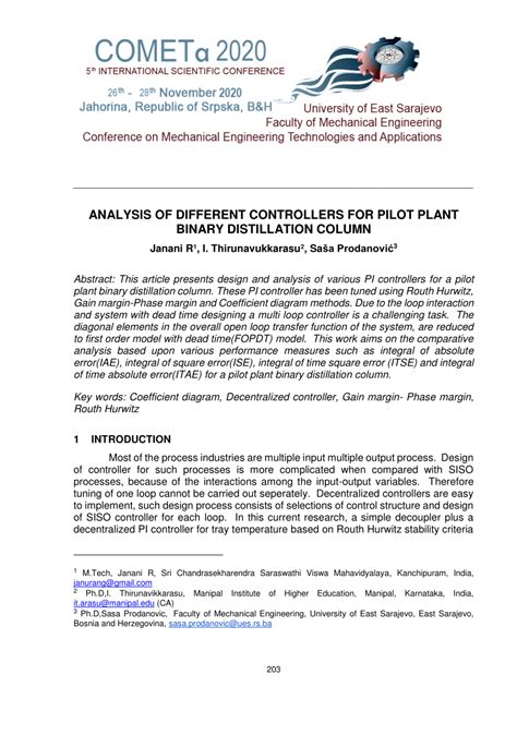 Pdf Analysis Of Different Controllers For Pilot Plant Binary