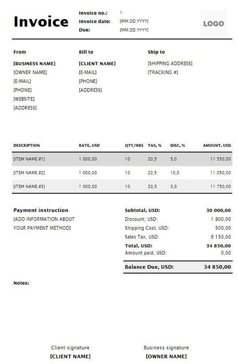 Free Consulting Invoice Templates Word Excel PDF