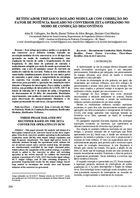 Pdf Three Phase Isolated Pfc Rectifier Based On The Zeta Converter Operating In Dcm