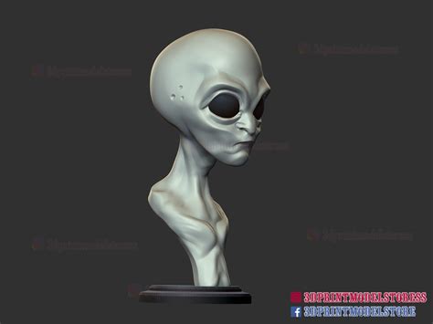 Download Stl File Alien Stylized Bust Stl File • Template To 3d Print ・ Cults