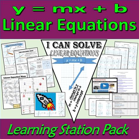 Linear Equations Learning Stations TpT Thumbnail RETHINK Math Teacher