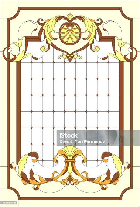 직사각형 프레임의 스테인드 글라스 패널 클래식 창 아르 누보 스타일의 싹과 잎의 추상적 인 꽃 꽂이 스테인드 글라스 창 세트입니다 0명에 대한 스톡 벡터 아트 및 기타