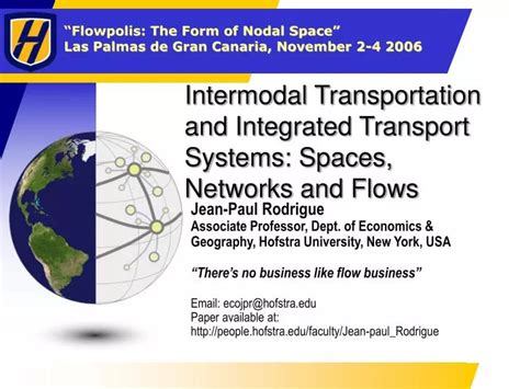Ppt Intermodal Transportation And Integrated Transport Systems Spaces Networks And Flows