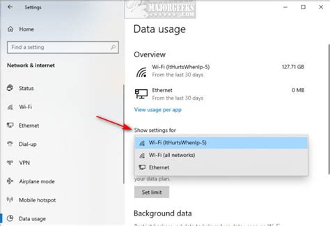 How To View And Reset Network Data Usage In Windows 10 Majorgeeks