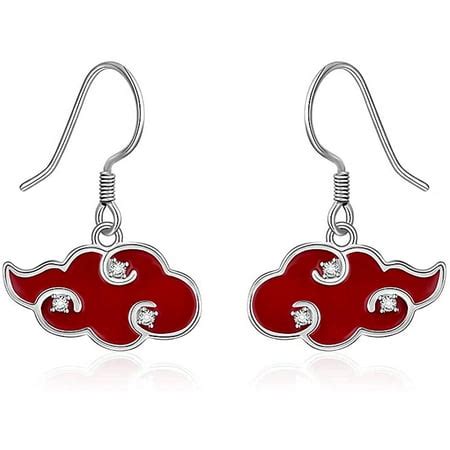 Naruto Akatsuki Anime Sterling Silver Earrings Hypoallergenic Uchiha