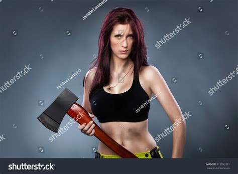 Sexy Woman Holding Axe Stock Photo Shutterstock