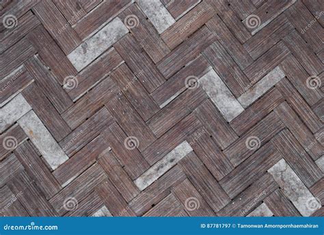 Closeup To Herringbone Pattern Of Weaving Rattan Background Stock Image