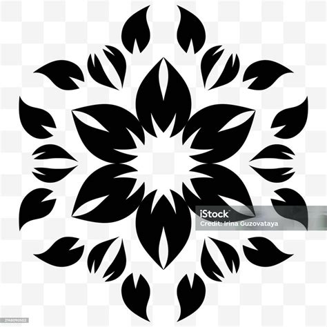 A Universal Circular Symmetrical Element For A Pattern Original Floral Ornament Isolated Objects
