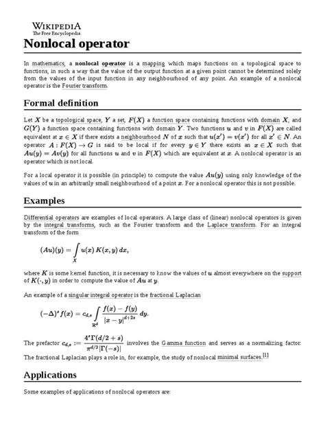 Nonlocal Operator Pdf Operator Mathematics Function Mathematics